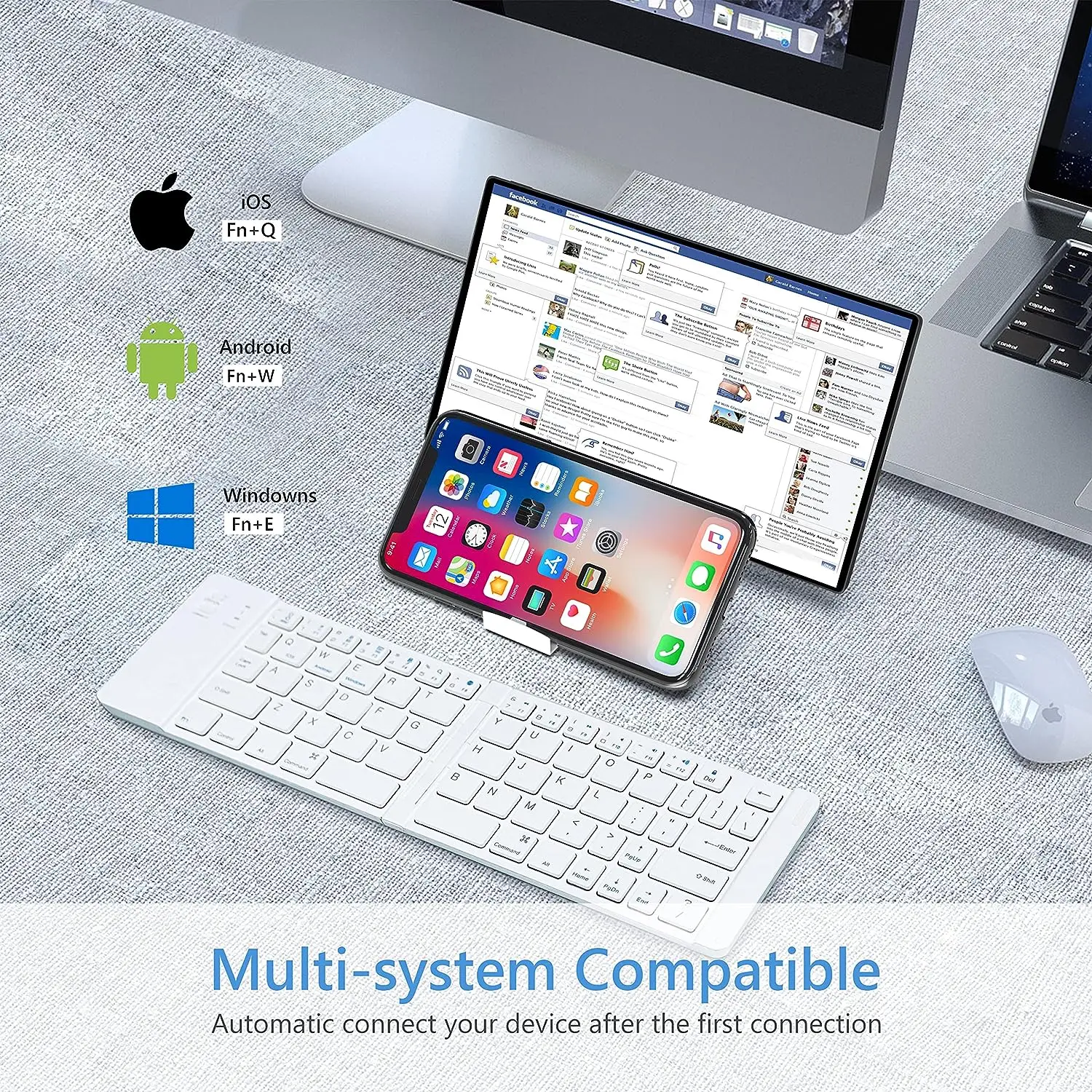 Custom Korean Alphabet Wireless Keyboard Rechargeable Folding Portable ...