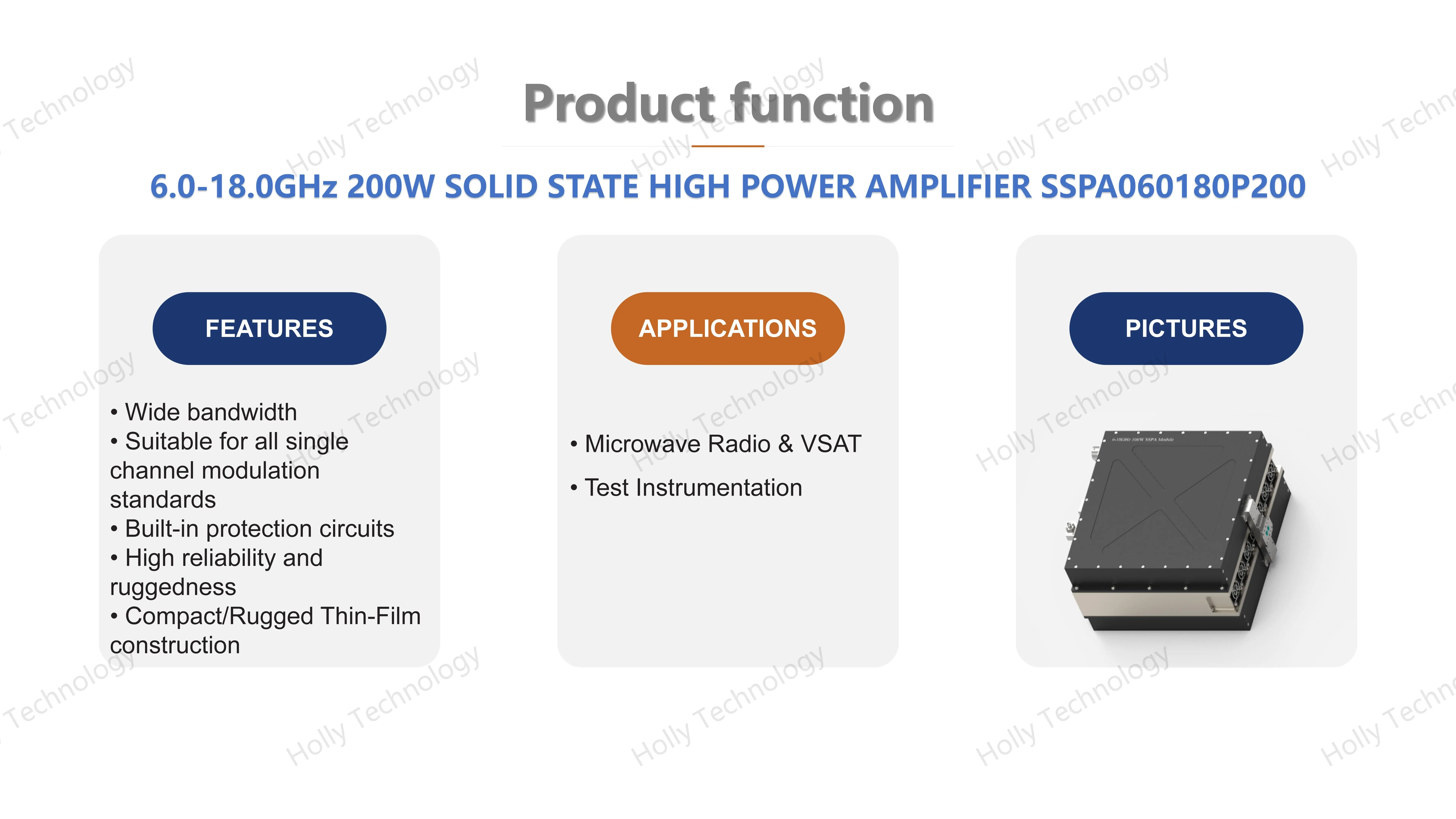 6.0-18.0 Ghz 200w Solid State High Power Amplifier - Buy Power Amplifier,Solid State Power ...