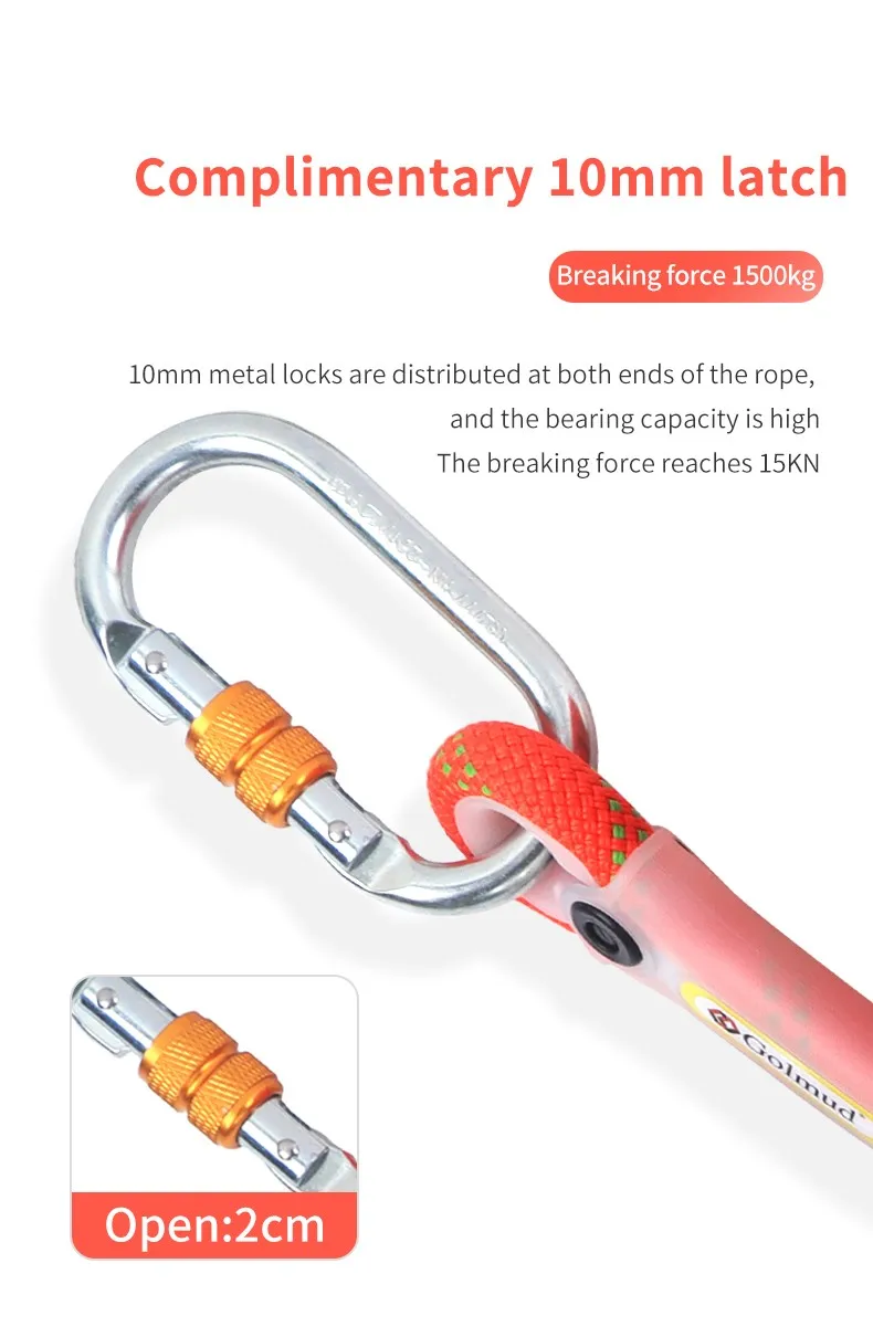 12mm Black Static Rope Climbing Rope Rapid-descent Safety Nylon ...