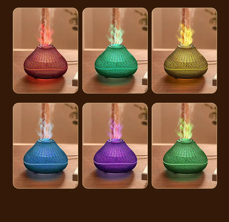 Home Humidifier Flame Aroma Diffuser Desktop Flame Humidifier Diffuser Essential Oil Diffuser ...