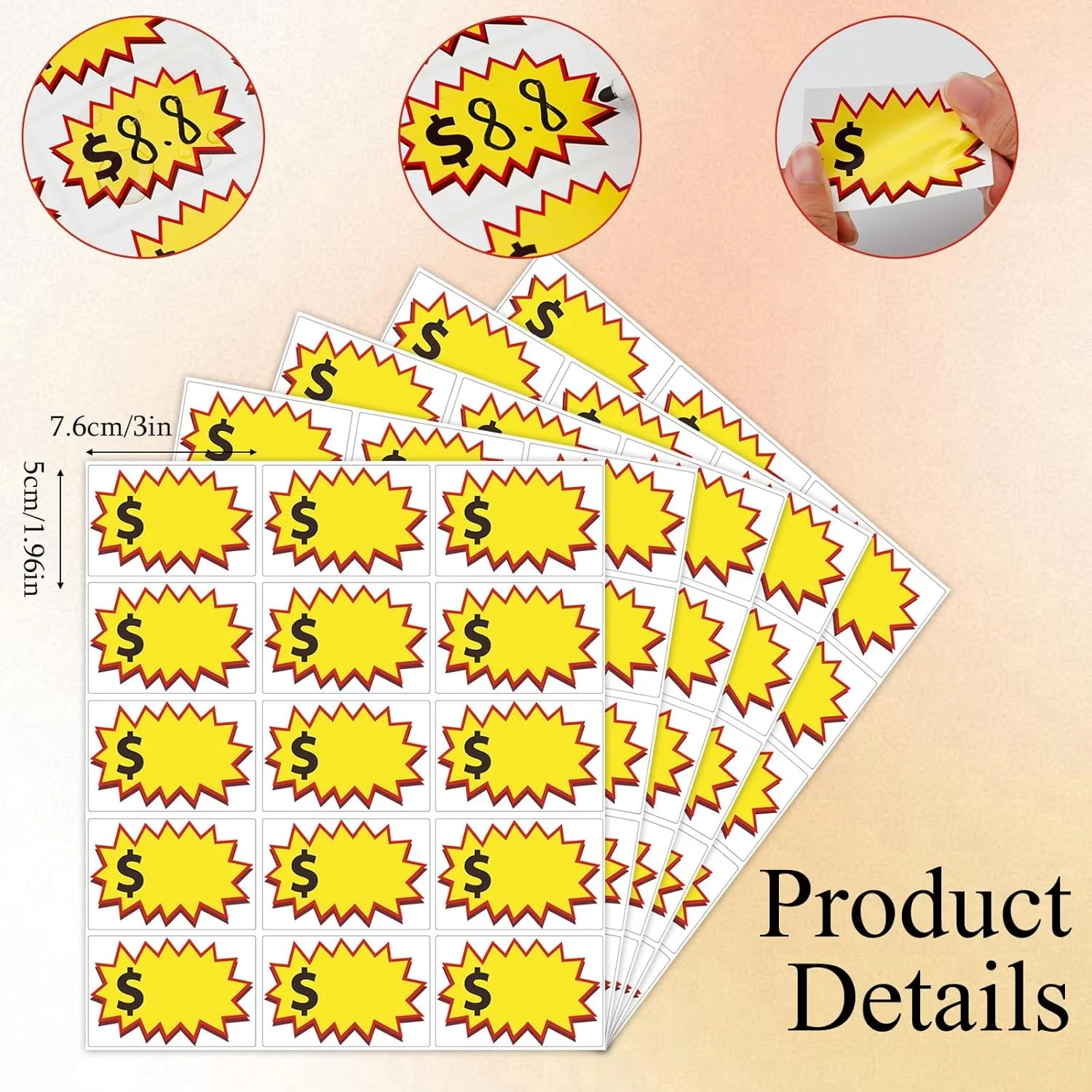 Custom Removable Adhesive Price Tags with Starburst Design for Yard ...