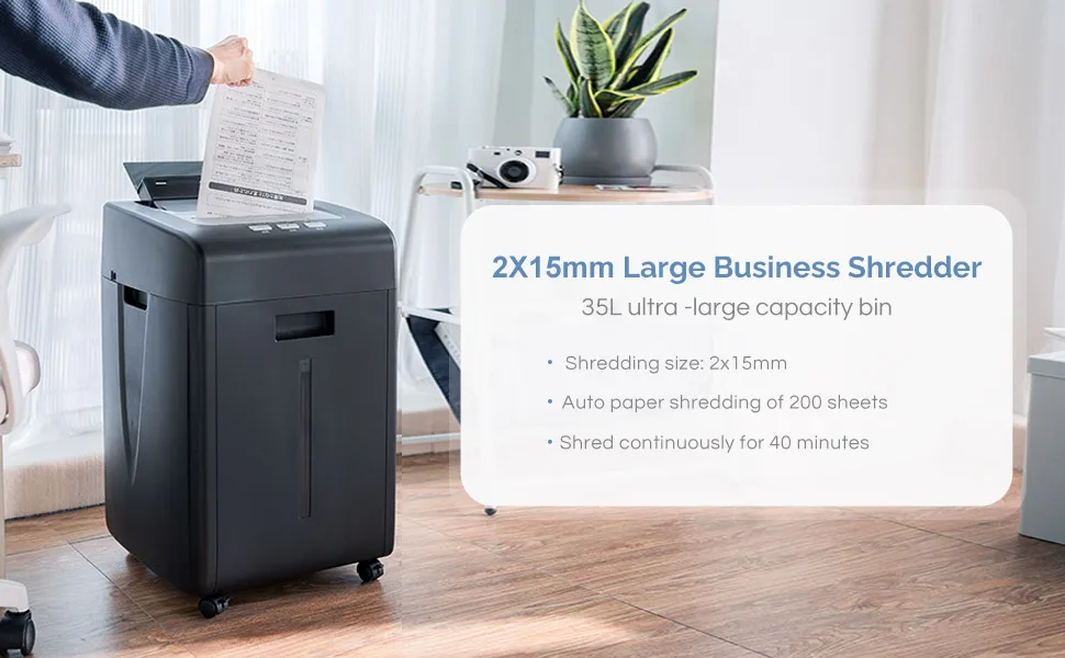 200 Sheet Auto Feed Paper Shredder - Micro Cut & Heavy Duty