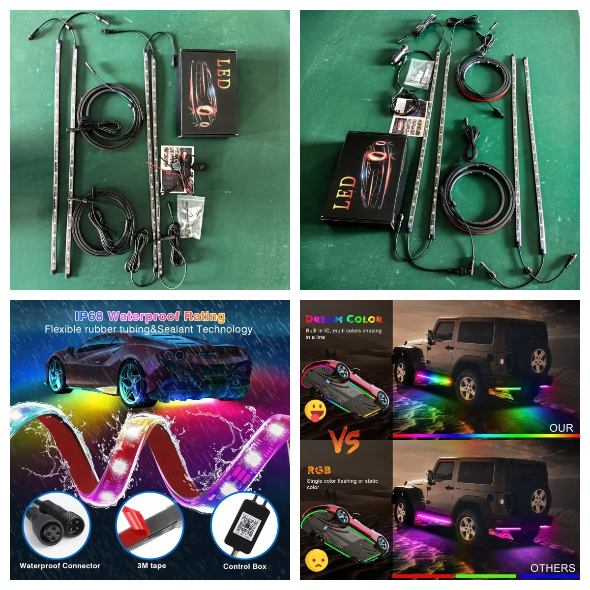 High Quality IP68 Waterproof RGB LED Car Underglow Light Kit 6pcs Low ...