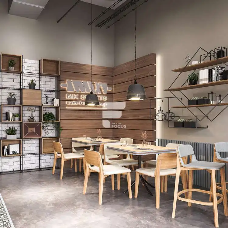 Vintage Design Coffee Store Table Counter Chairs Custom Wooden Coffee ...