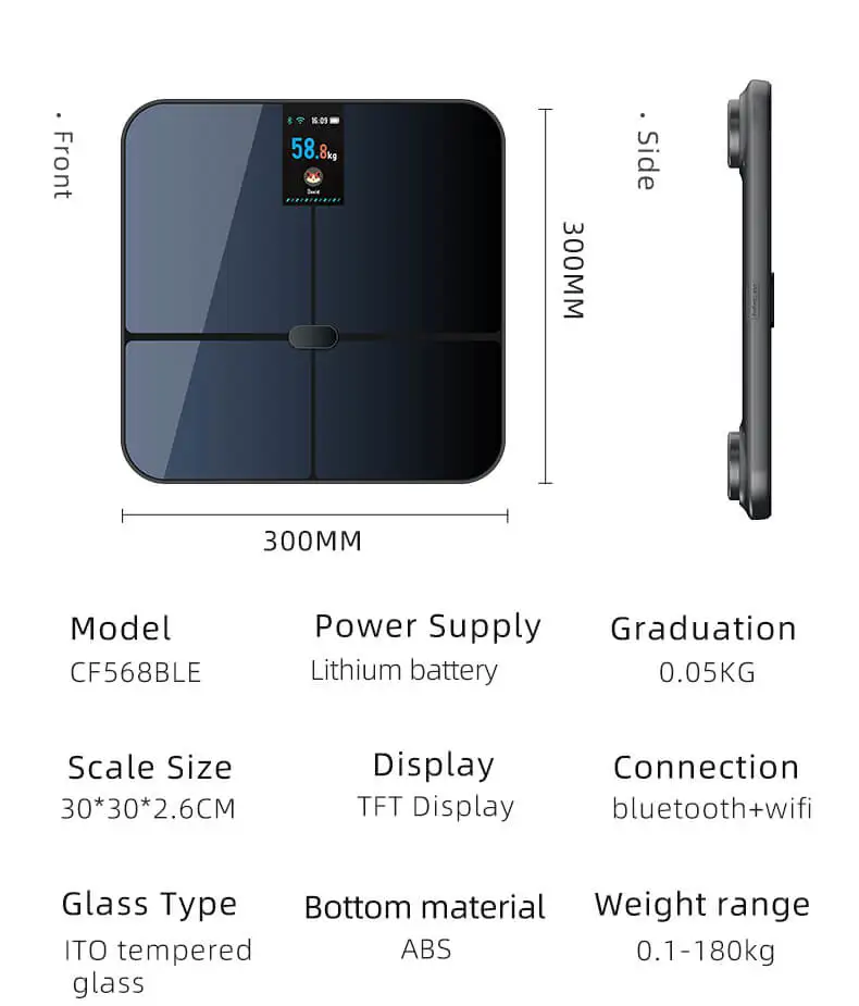 TFT Colorful Screen ITO Human Personal Scale Bluetooth