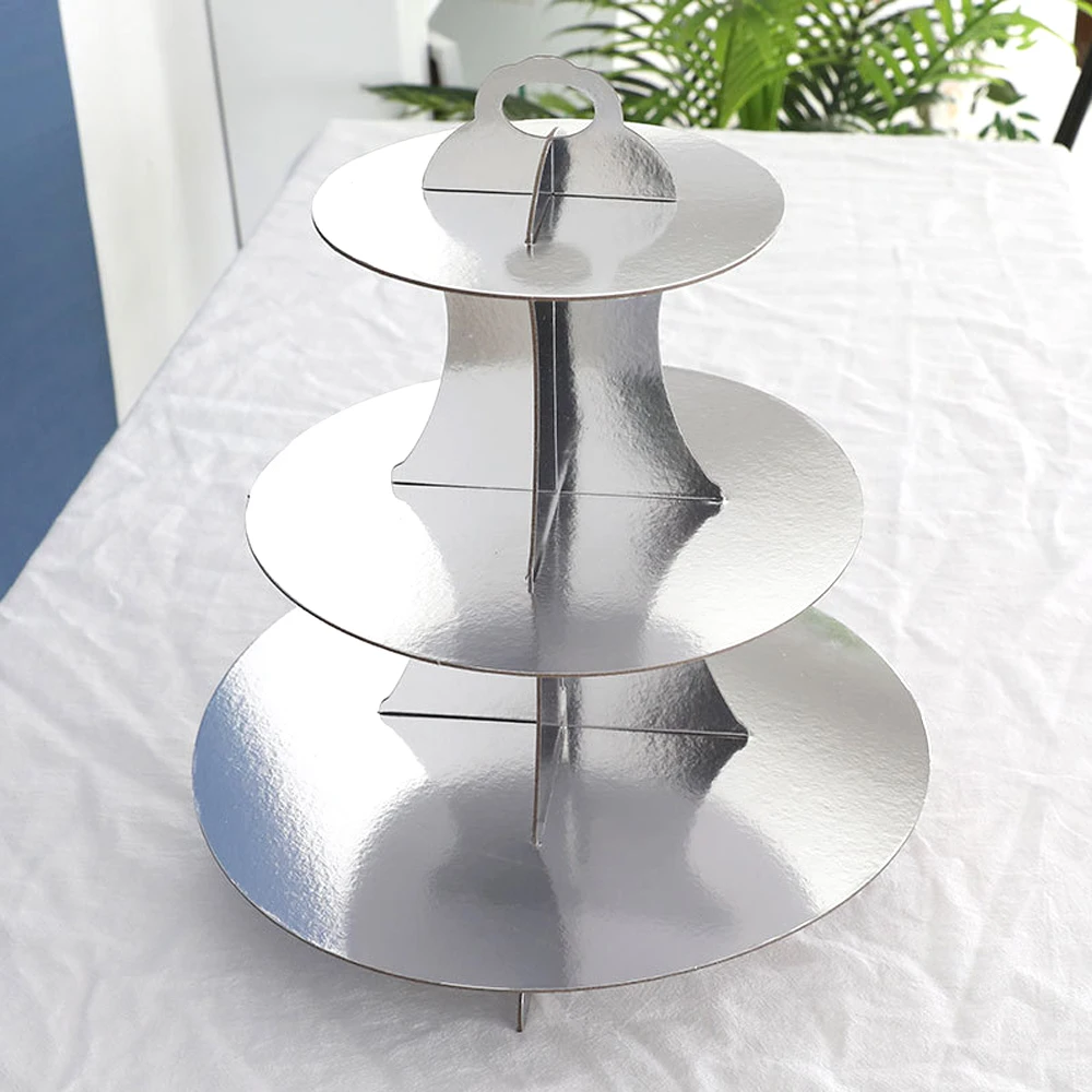 3-Tier Paper Cake Cupcake Stand Cardboard Dessert Cupcake Stand Display ...