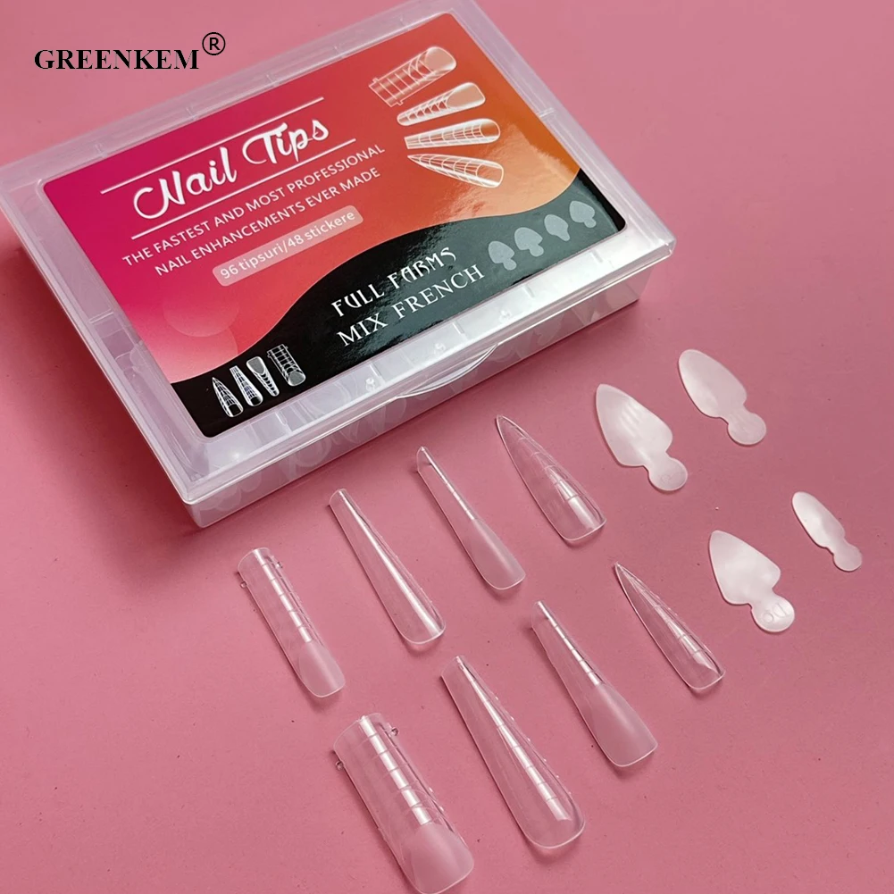 New Hot 120pcs Dual Form Nail Tips With Silicone Pads Full Square ...