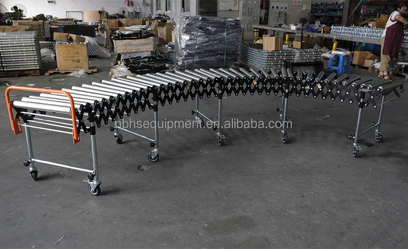 Vehicle Loading Offloading Gravity Flexible Expandable Roller Conveyor