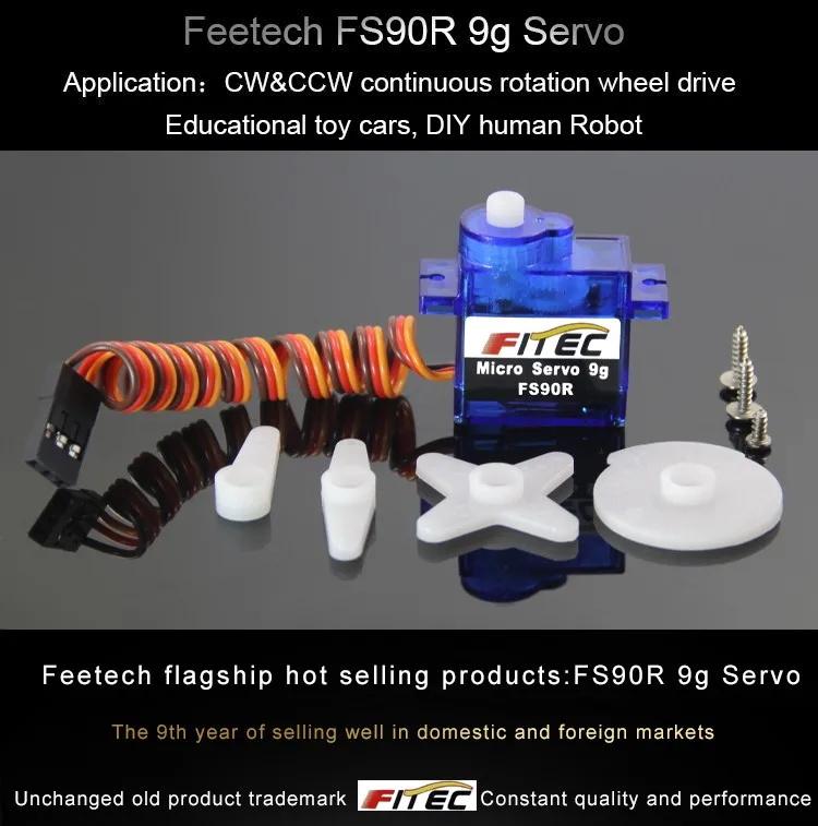 FS90R SG90 Micro RC Servo Motor 360 Degree Continuous Rotation 9g Quadcopter Servo for Robot ...