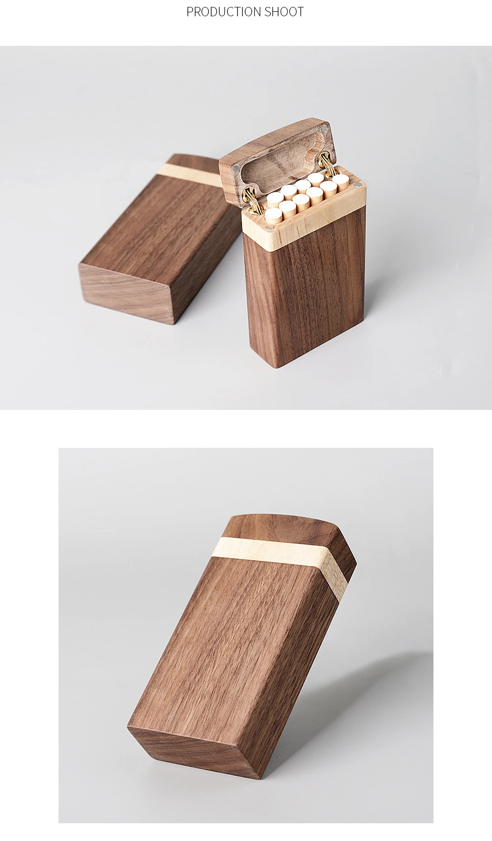 Clamshell Creative Solid Wood Cigarette Box Smoking Accessories 10 ...