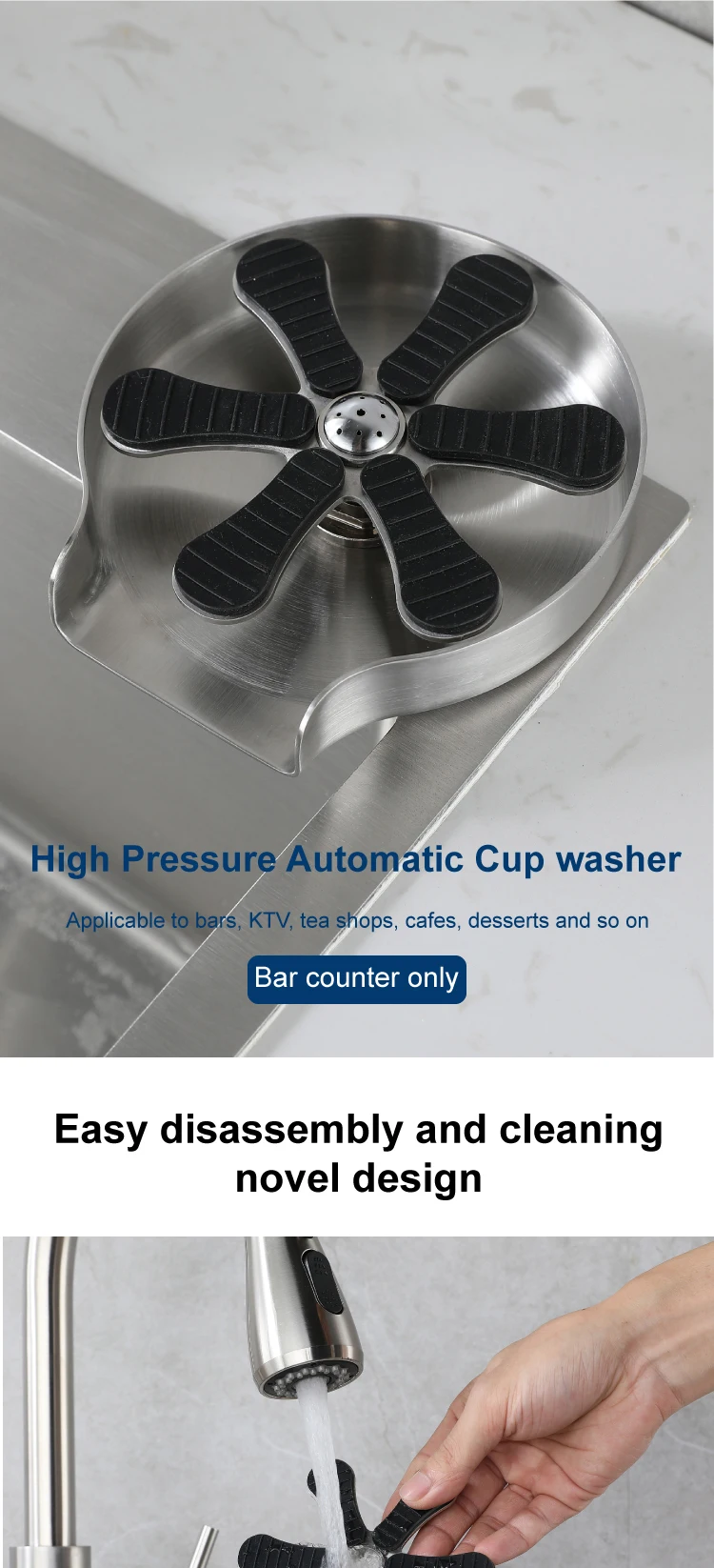 Modern Stainless Steel Kitchen Sink High Pressure Automatic Glass Cup ...