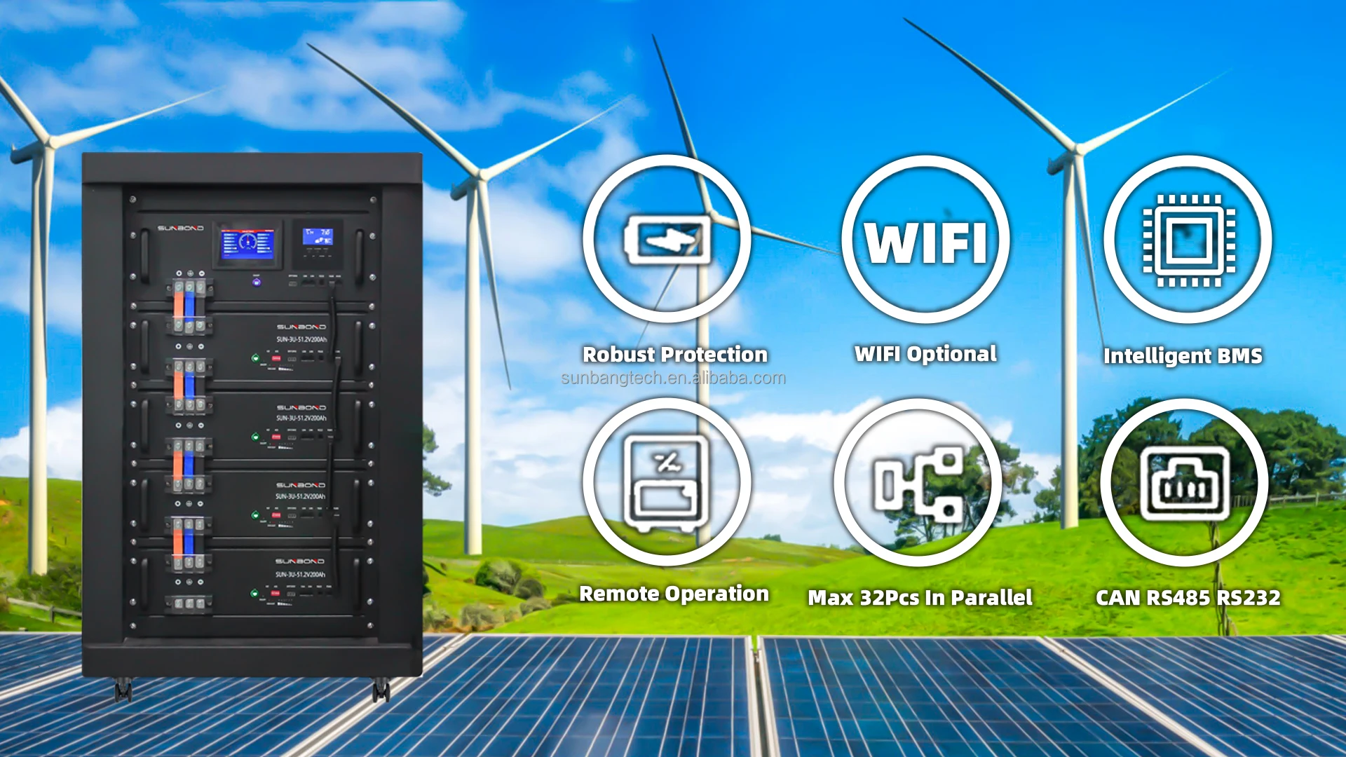SUNBOND 48V 100ah Lifepo4 Battery Pack - 200ah OEM Energy Storage