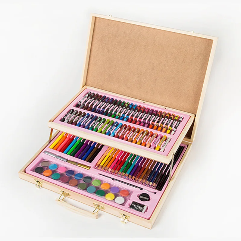 Customized 106pcs Kids Art Set Drawing Art Set Supplies For Kids Wooden ...