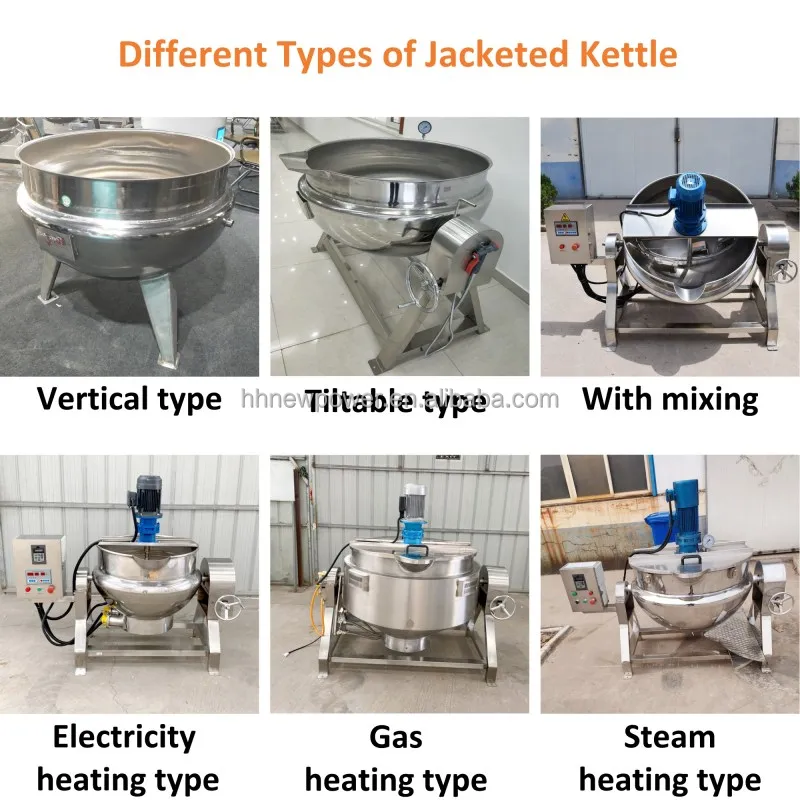 500L Steam Rice Pudding Jacketed Cooking Pot with Stirrer Double ...