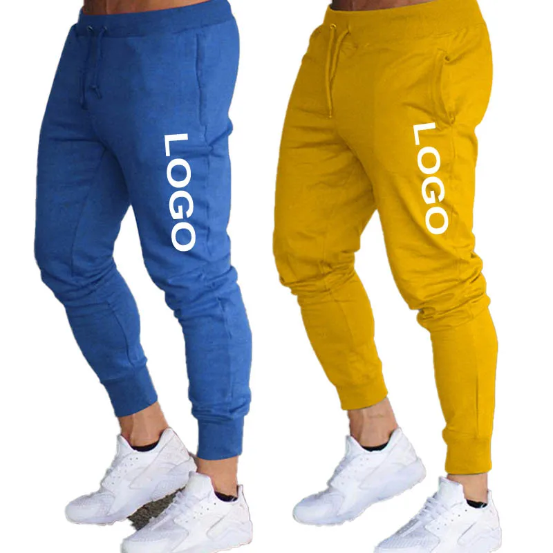 Custom Logo Sweatpants Plain Skinny Joggers Men Cotton Slim Fit Tapered ...