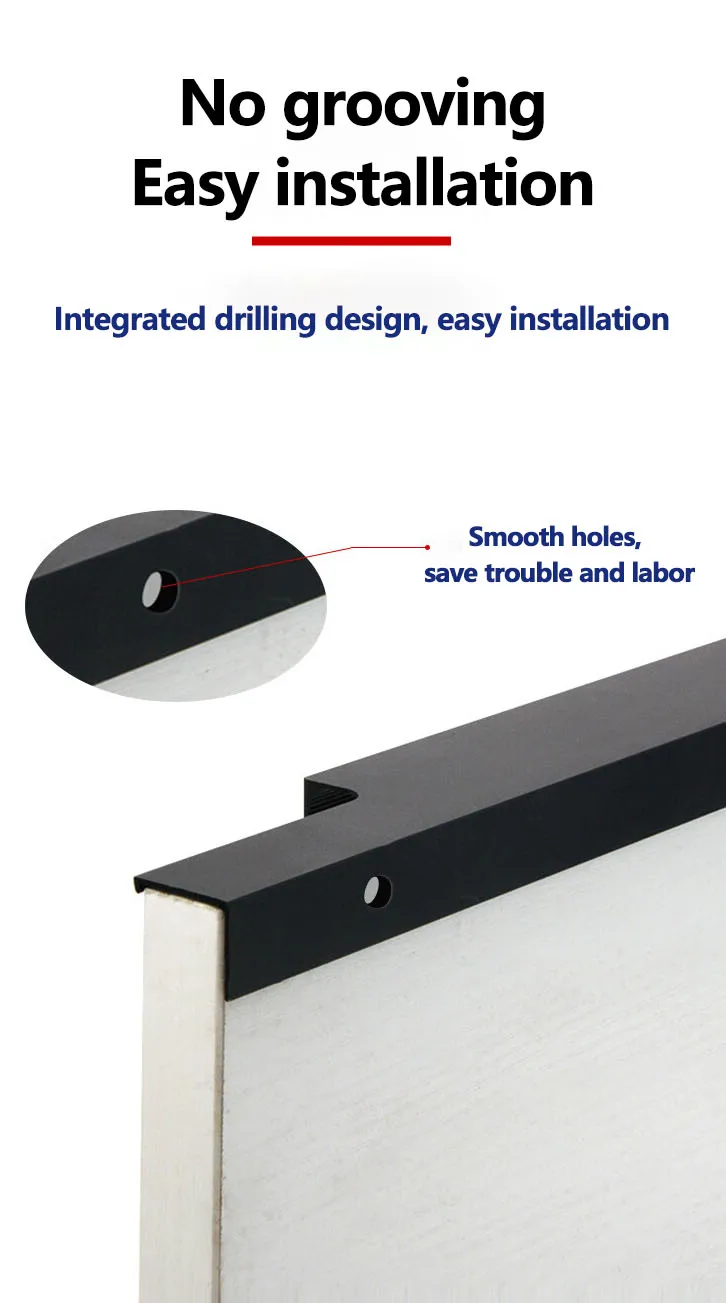 Modern Kitchen Aluminium Profile Handle Edge Pull Furniture Fittings ...