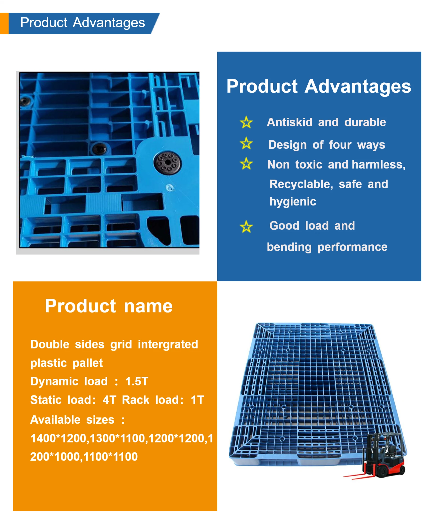 China Supplier Thermoforing Plastic Durable Hdpe Large Plastic Pallet ...