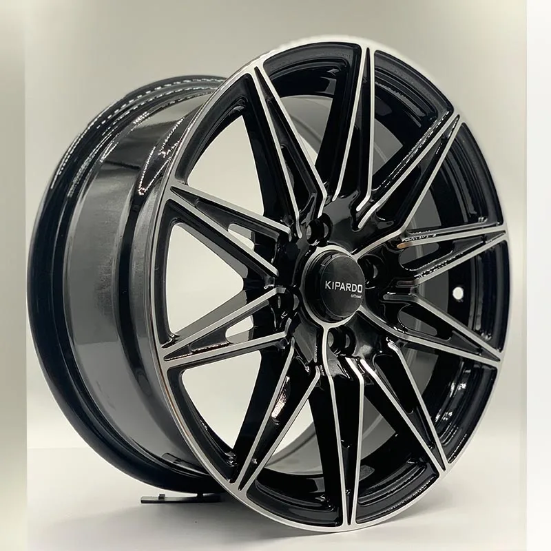Kipardo 15 Inch 4x114.3 Gloss Black Machined Face Alloy Aluminum Wheels ...