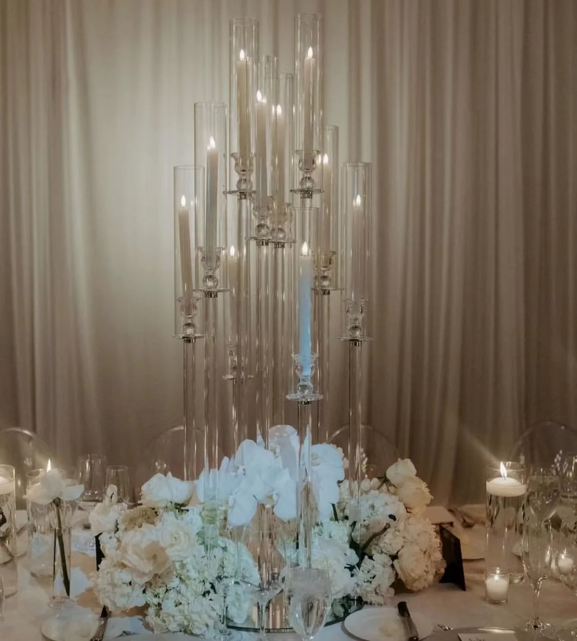 8 Heads Acrylic Candlestick Wedding Table Centerpiece Clear Candle ...