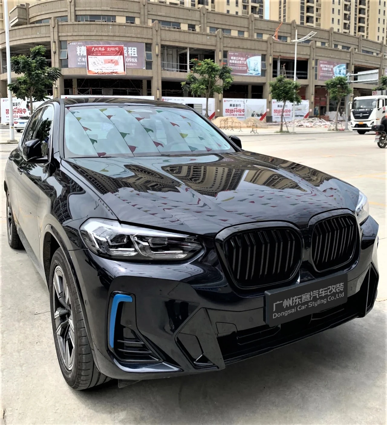 ABS Double Slat Gloss Black Center Mesh Grill Grille for BMW IX3 G08i ...