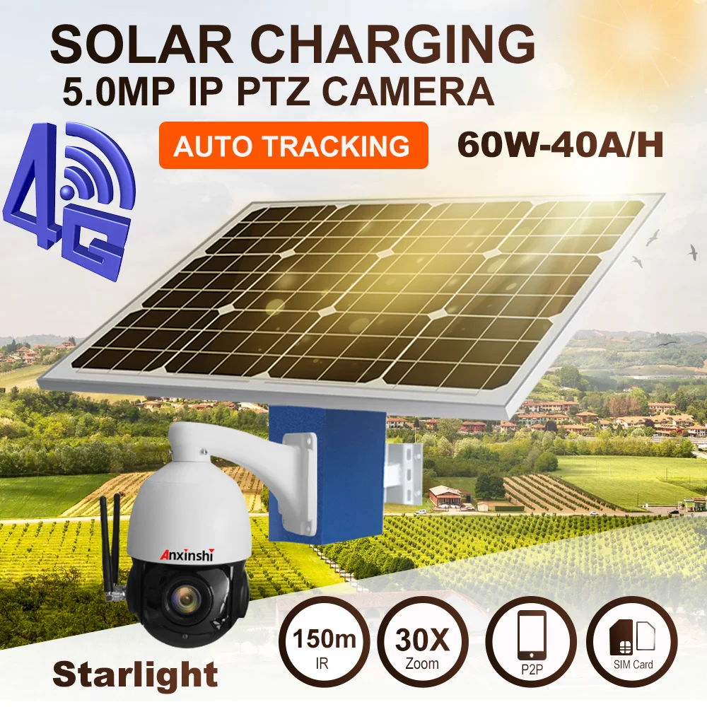 Anxinshi Starlight 30x 5mp Human Tracking Wireless 4g Ir 150m Solar ...