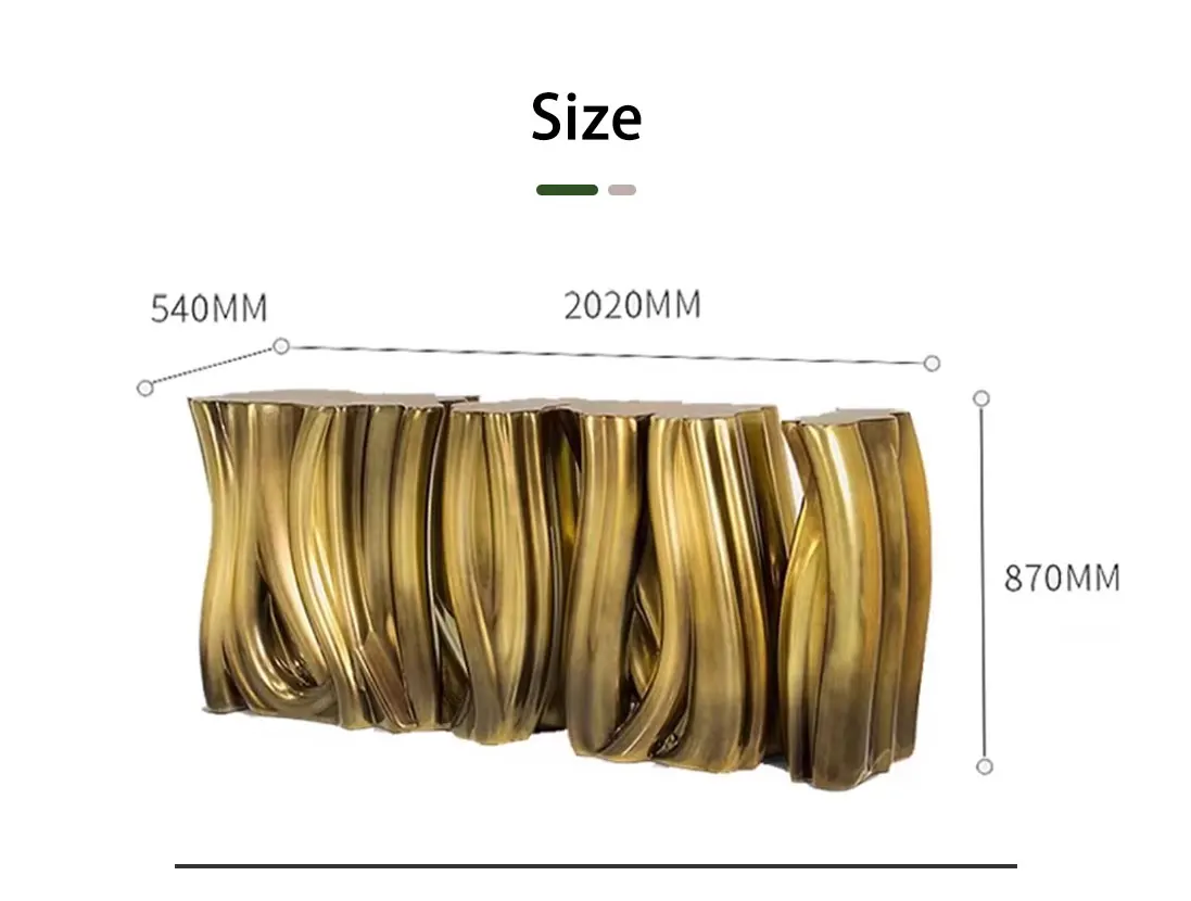 Italian Design Luxury Curved Gold Entrance Console Table
