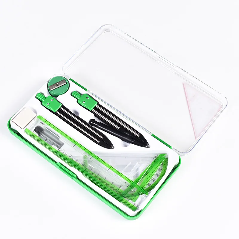 Transparent Plastic Box Packaging Ruler Eraser Compass Geometry Math ...