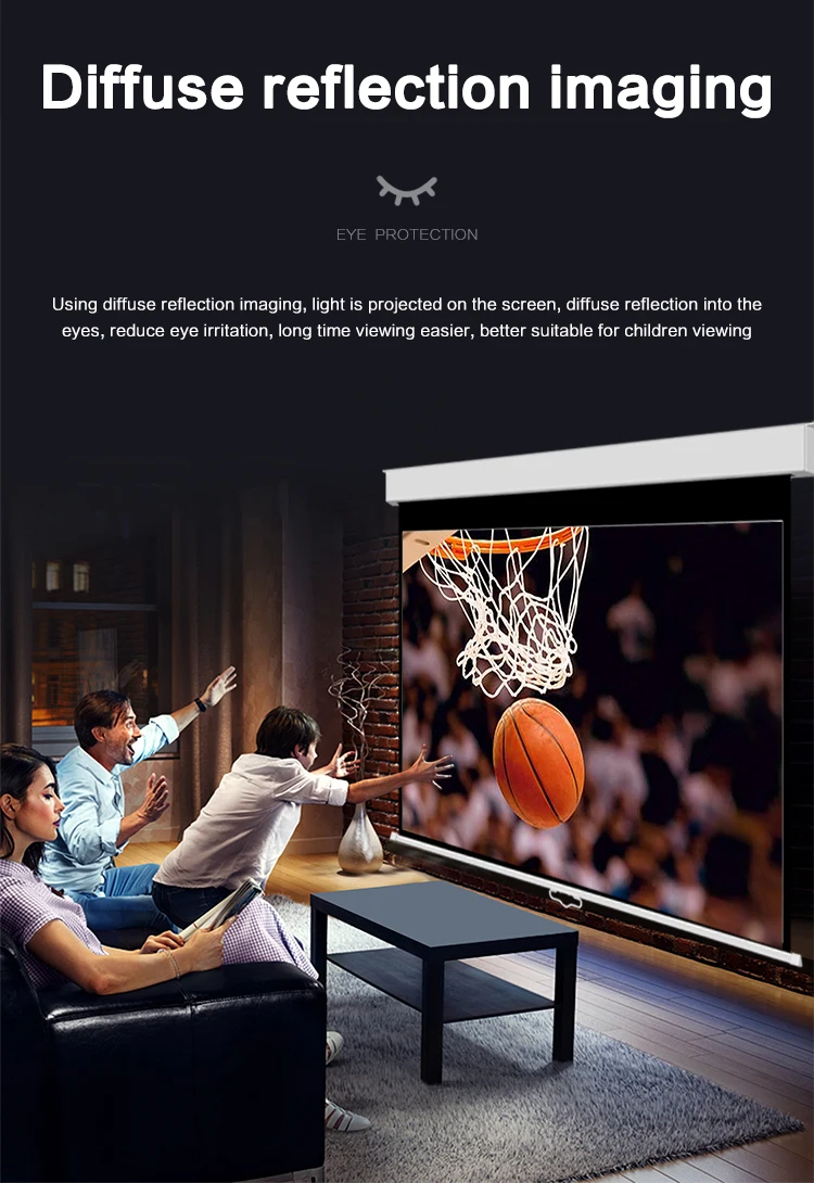 High Quality Projector Screen Manual Self-lock Pull Down Projection ...