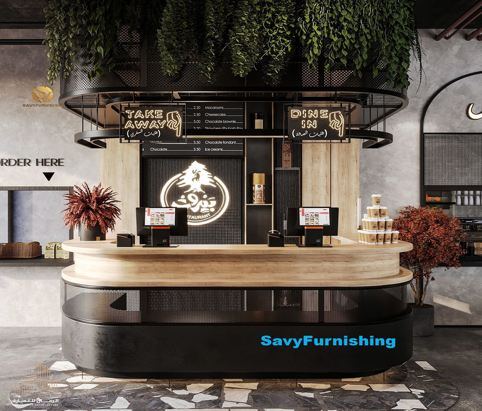 Modern Industrial Cafe Shop Counter Builder Metal Coffee Shop Counter ...