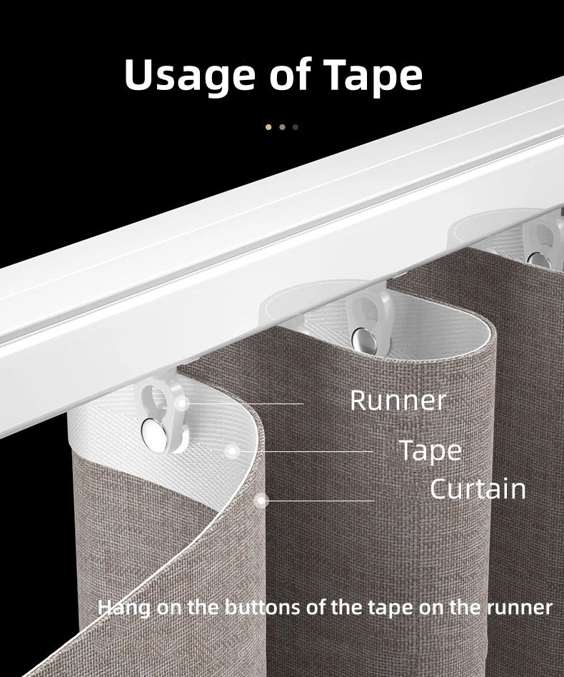 White Black Semitransparent Polyester Fabric Tape S-Fold Wave Curtain ...