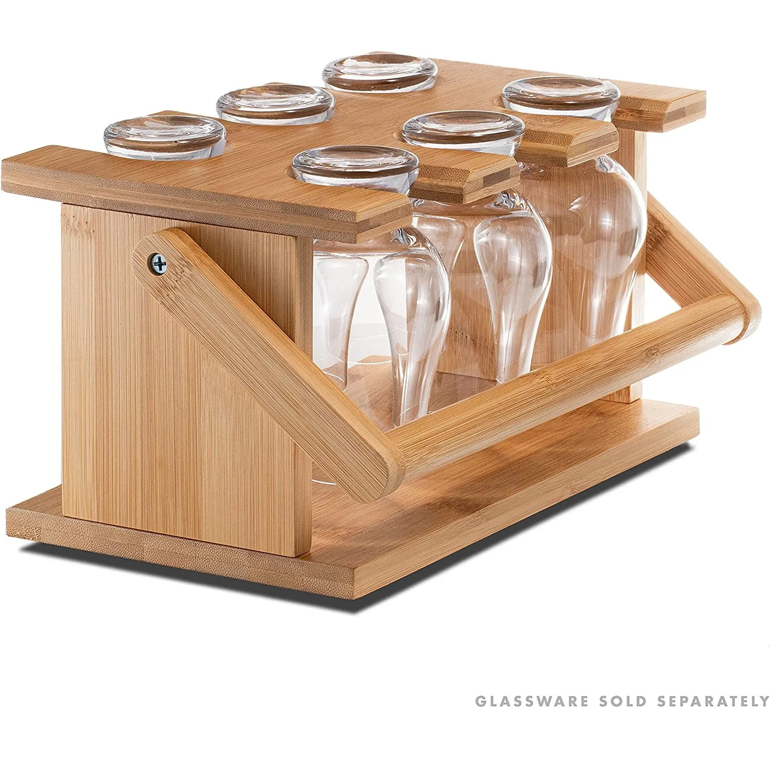 Bamboo Whiskey Glass Holder Wooden Wine Stemware Glassware Drying Rack ...
