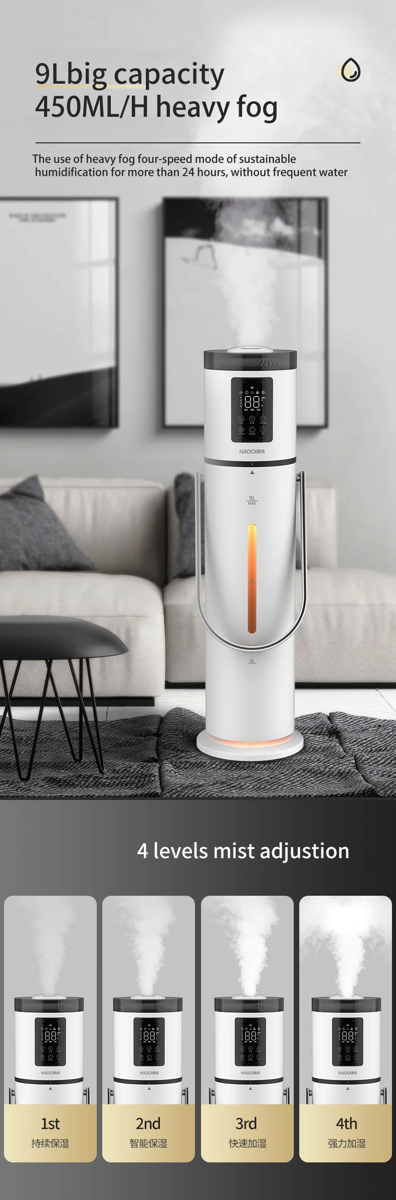 9L Ultrasonic Warm Mist Humidifier - Easy Home Solution