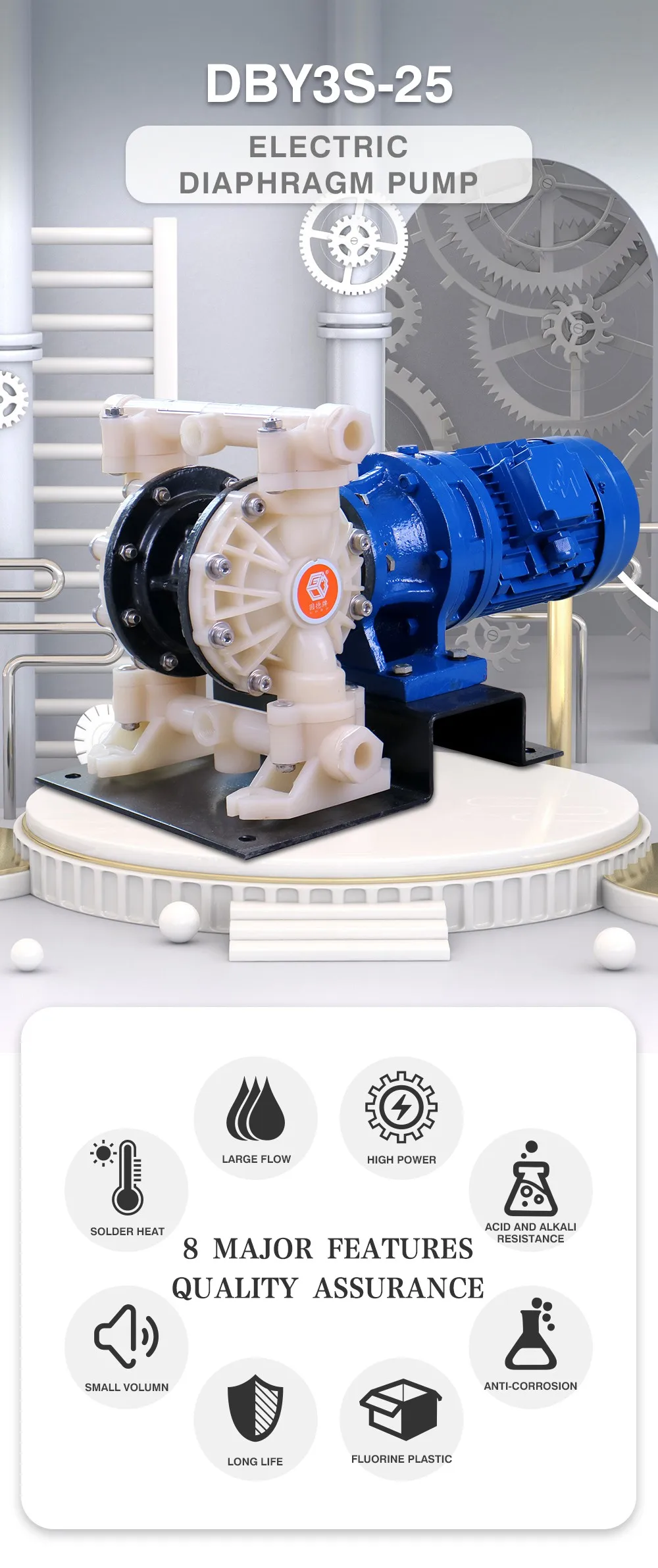 Godo Dby3s-25f Pvdf Diaphragm High-pressure Pump For Acid And Alkali Chemicals Clean Water ...