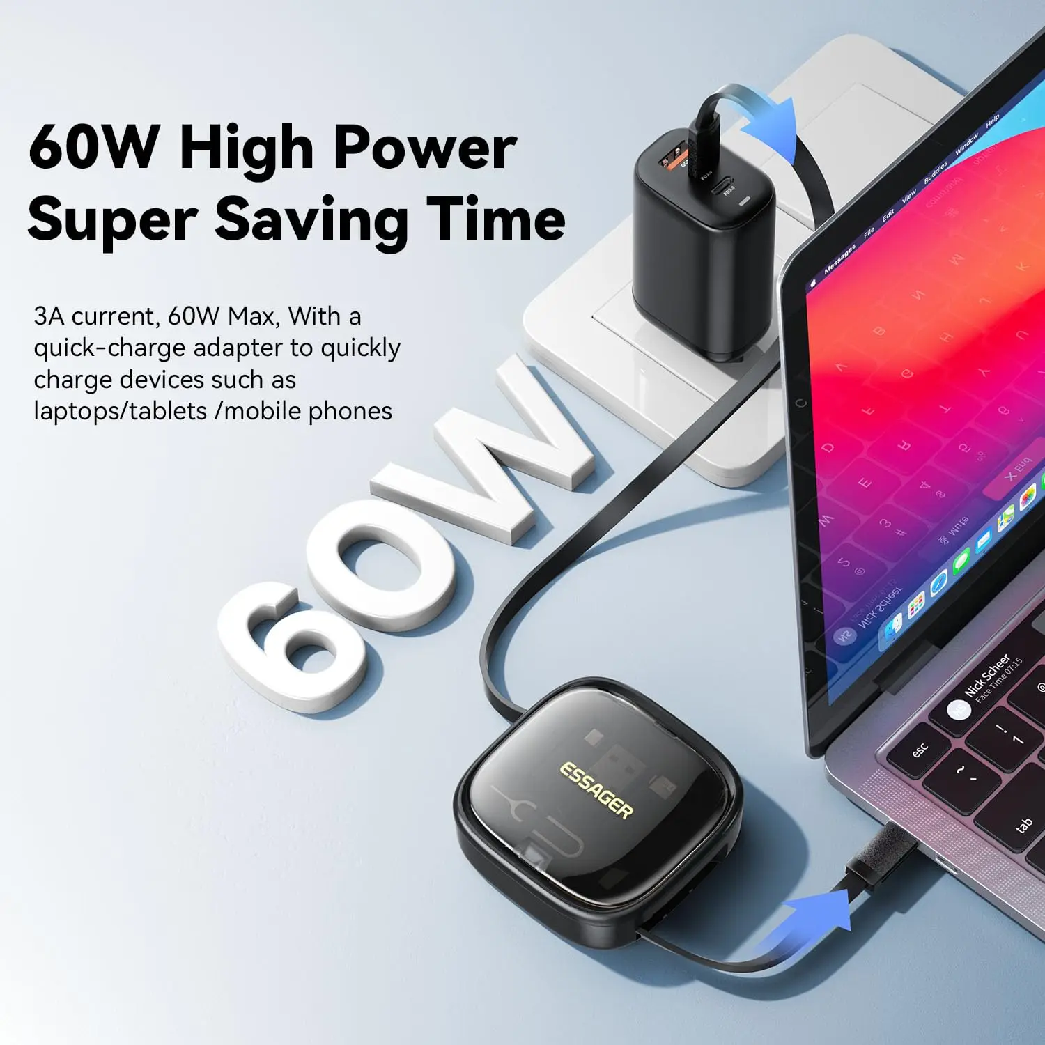 Multi Usb Adapter Retractable Charging Cable Kit Adapters Connectors With Usb C To Lighting ...