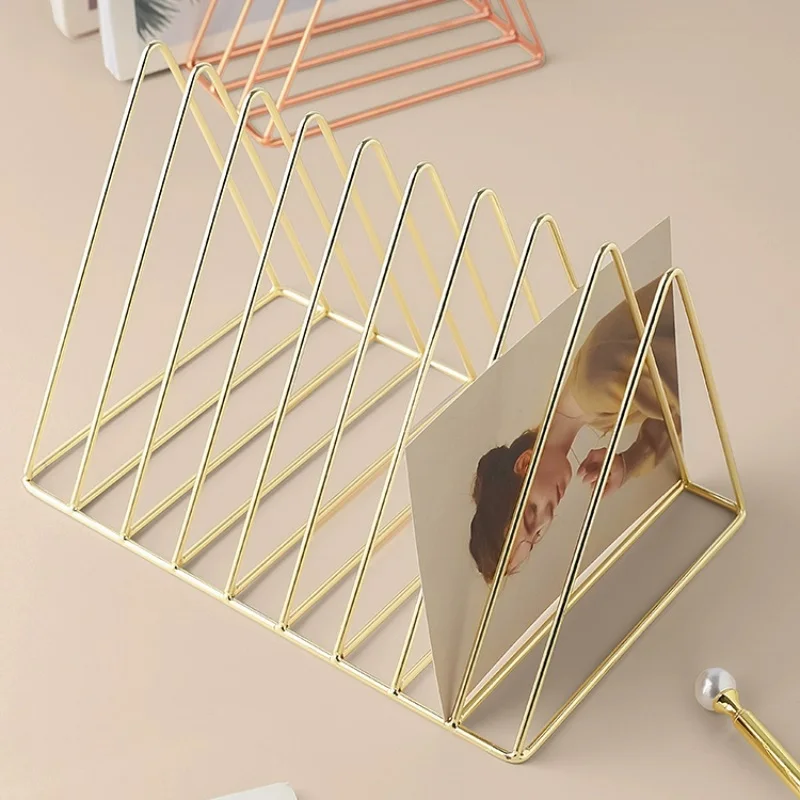 9 Sections Triangle Desk Metal Wire Organizers Magazine Holder ...