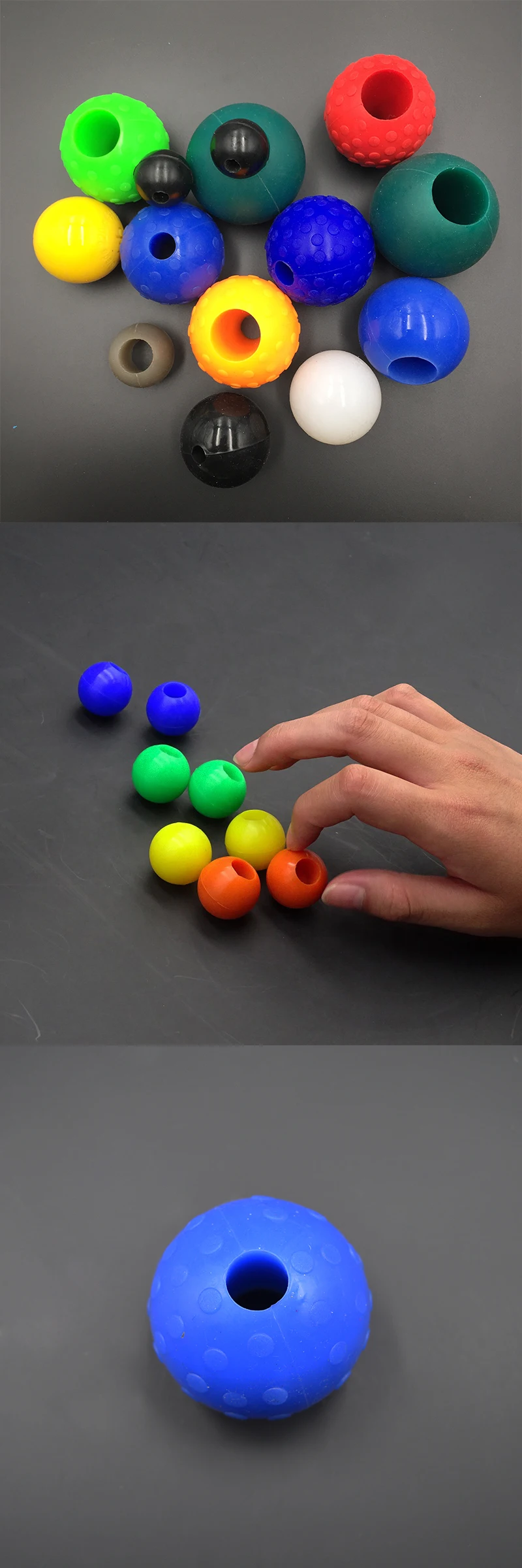 Custom High Temperature Bouncy Soft Hard Hole Rubber Ball