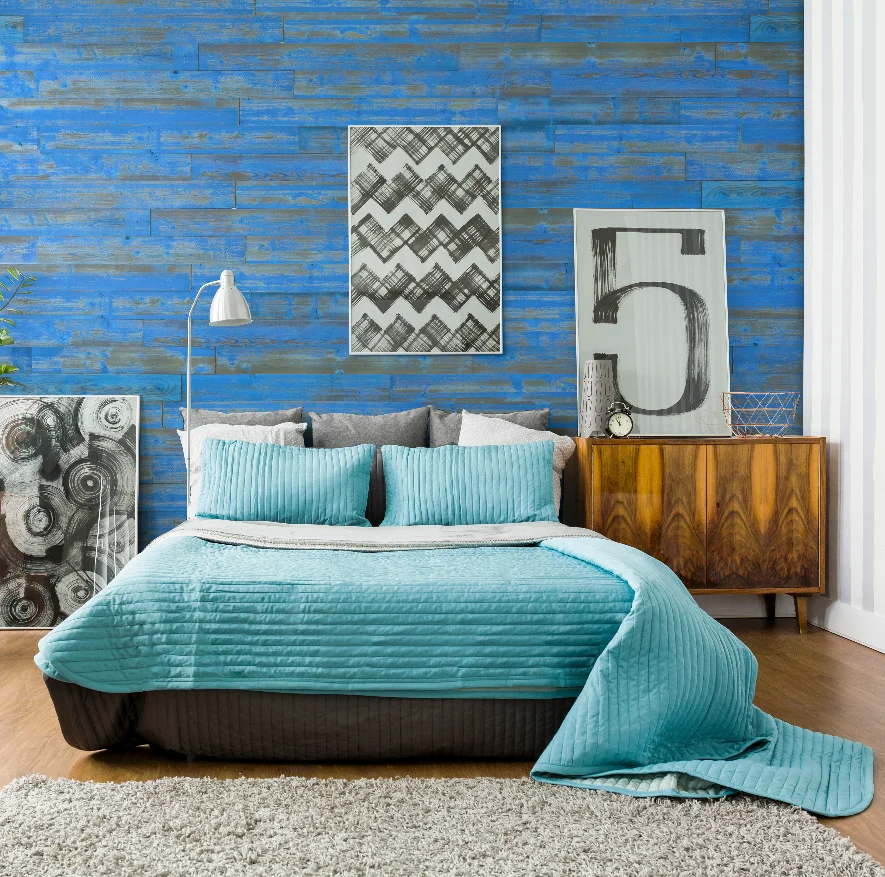 Navy Blue Hotel Livingroom Bedroom Interior Wall Cladding 3D Peel ...