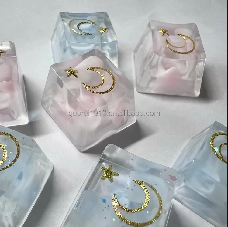 Fashion Cute Glitter Star Moon Resin Keycaps Custom Mechanical Keyboard ...