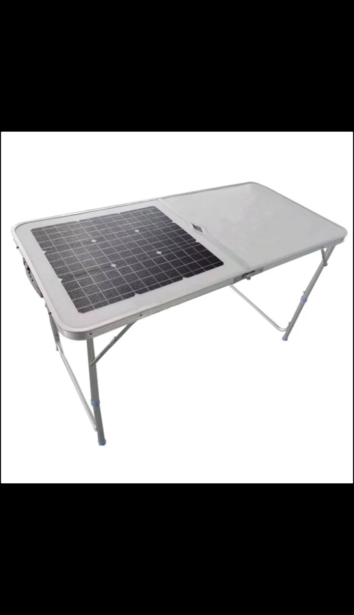 Aluminum Outdoor Solar Table With Solar Panel Rv Camping Picnic Table ...