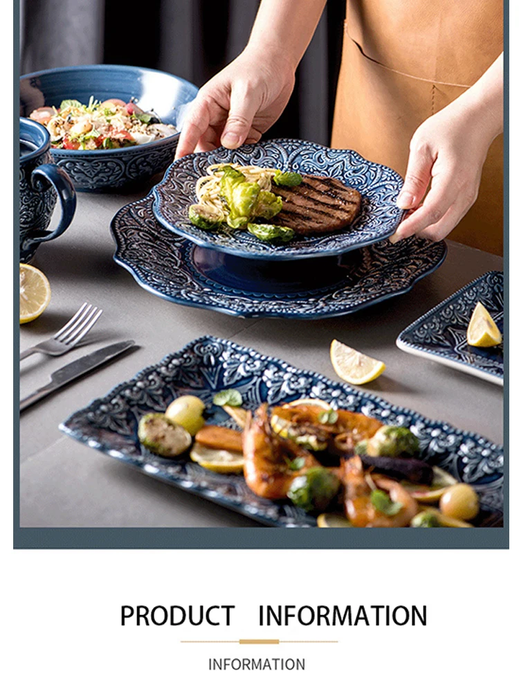 Vintage Baroque Style Ceramic Dinnerware Set - Porcelain