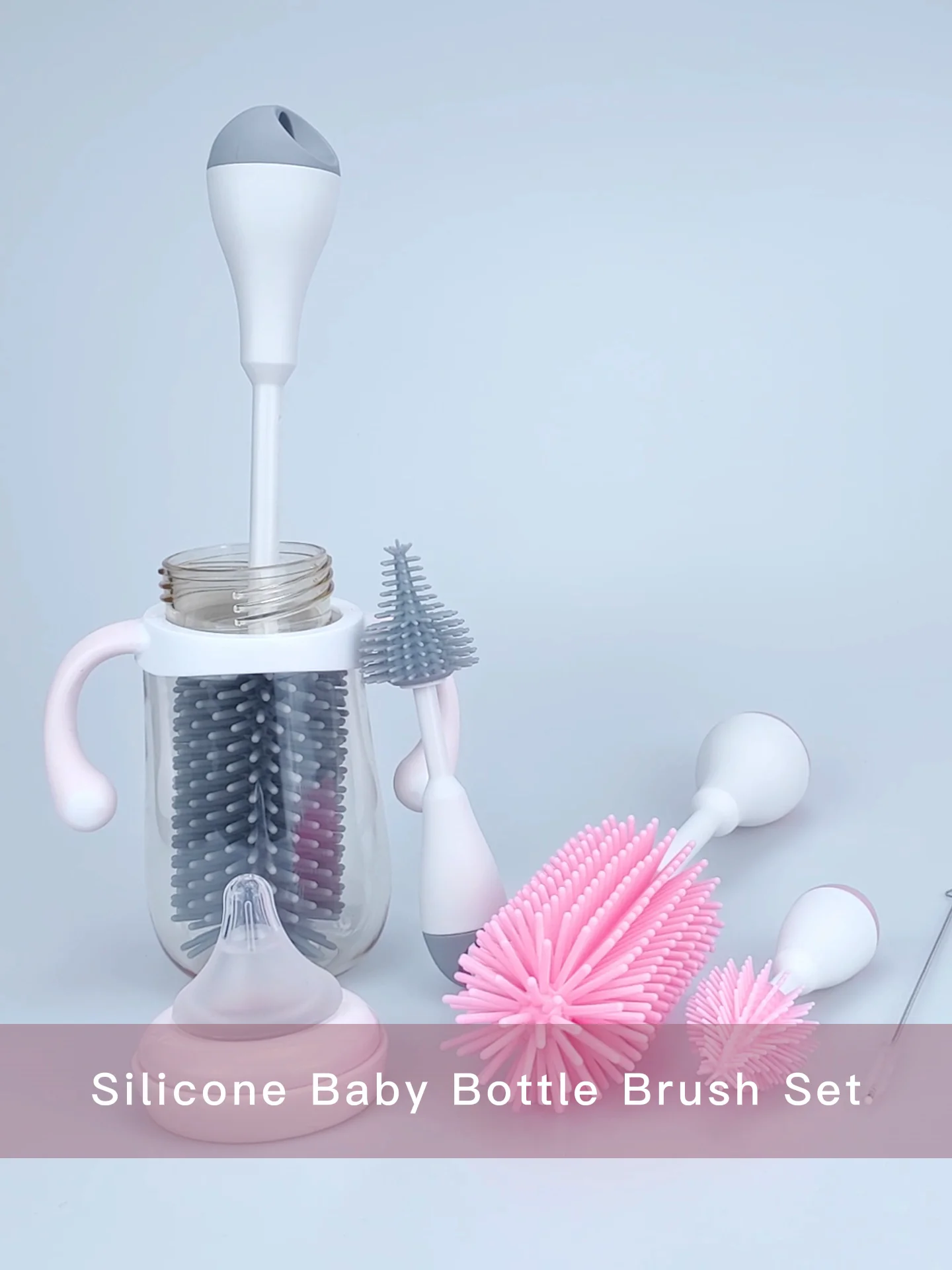 360 Degree Rotation Silicone Baby Bottle Brush Pacifier Brush Wash ...