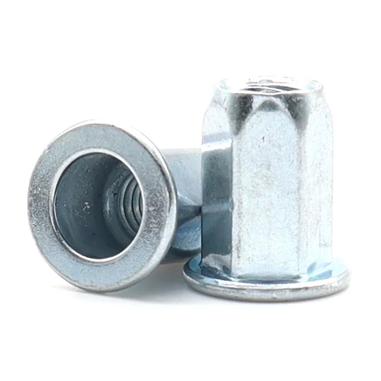 Factory Direct Sale M4 M5 Yellow Zinc Rivnuts Flat Head Full Hex Body ...