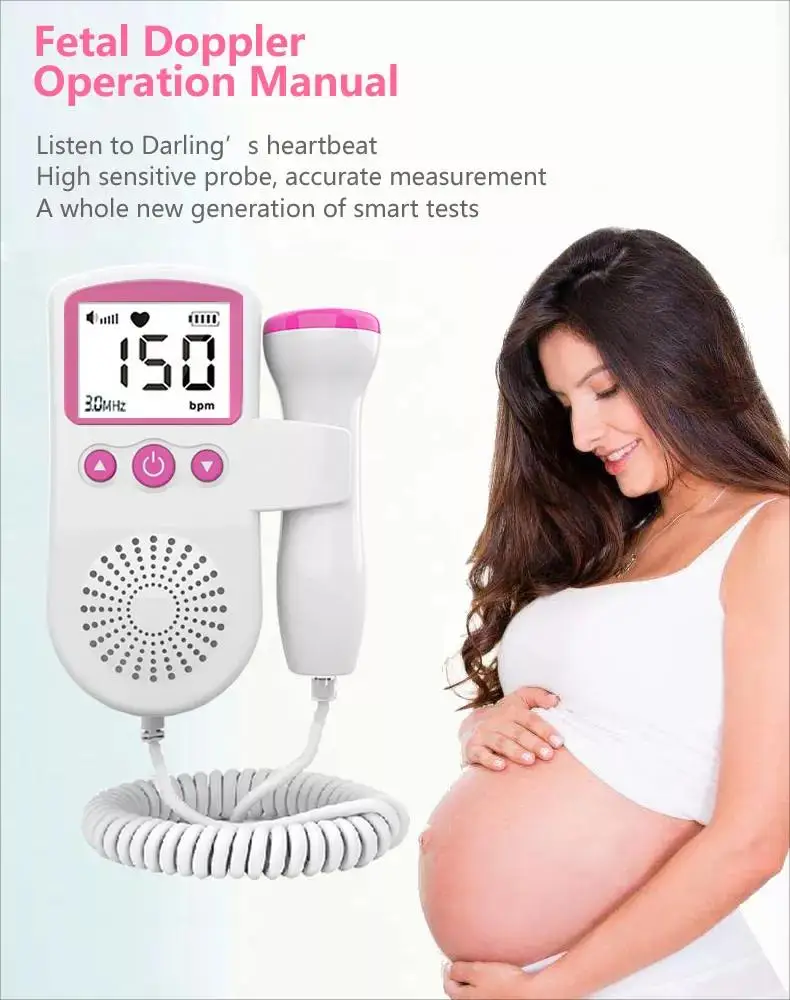 Portable Fetal Heart Monitor - Maternal Ultrasound Baby Heart Rate Detector