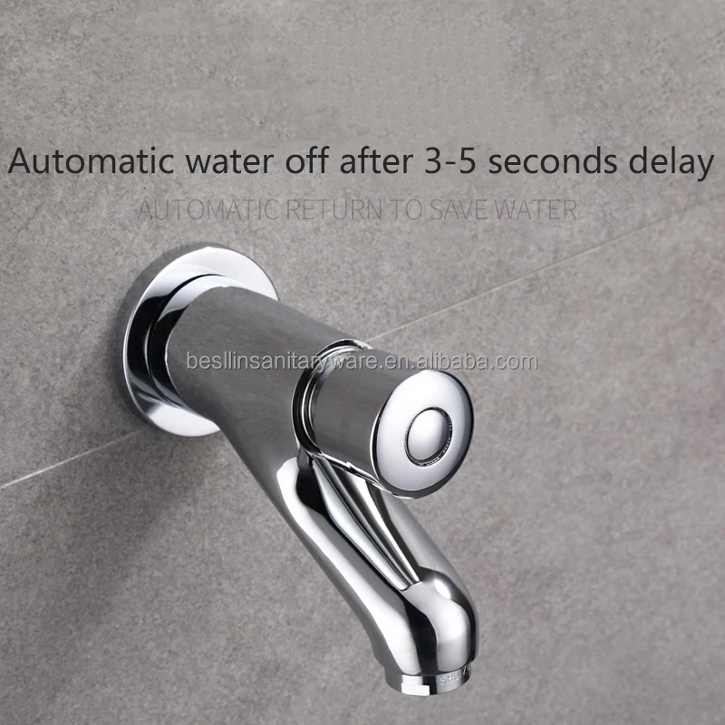 Brass Self Closing Time Delay Wall Mounted Bathroom Faucet ODM