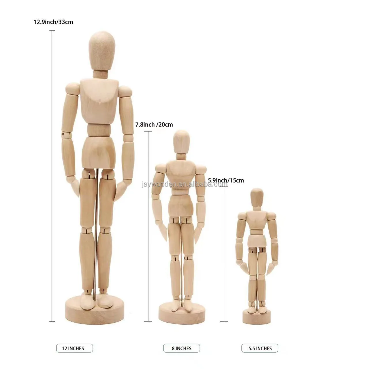 8-12 Inch Adjustable Wooden Mannequin - Customizable Model