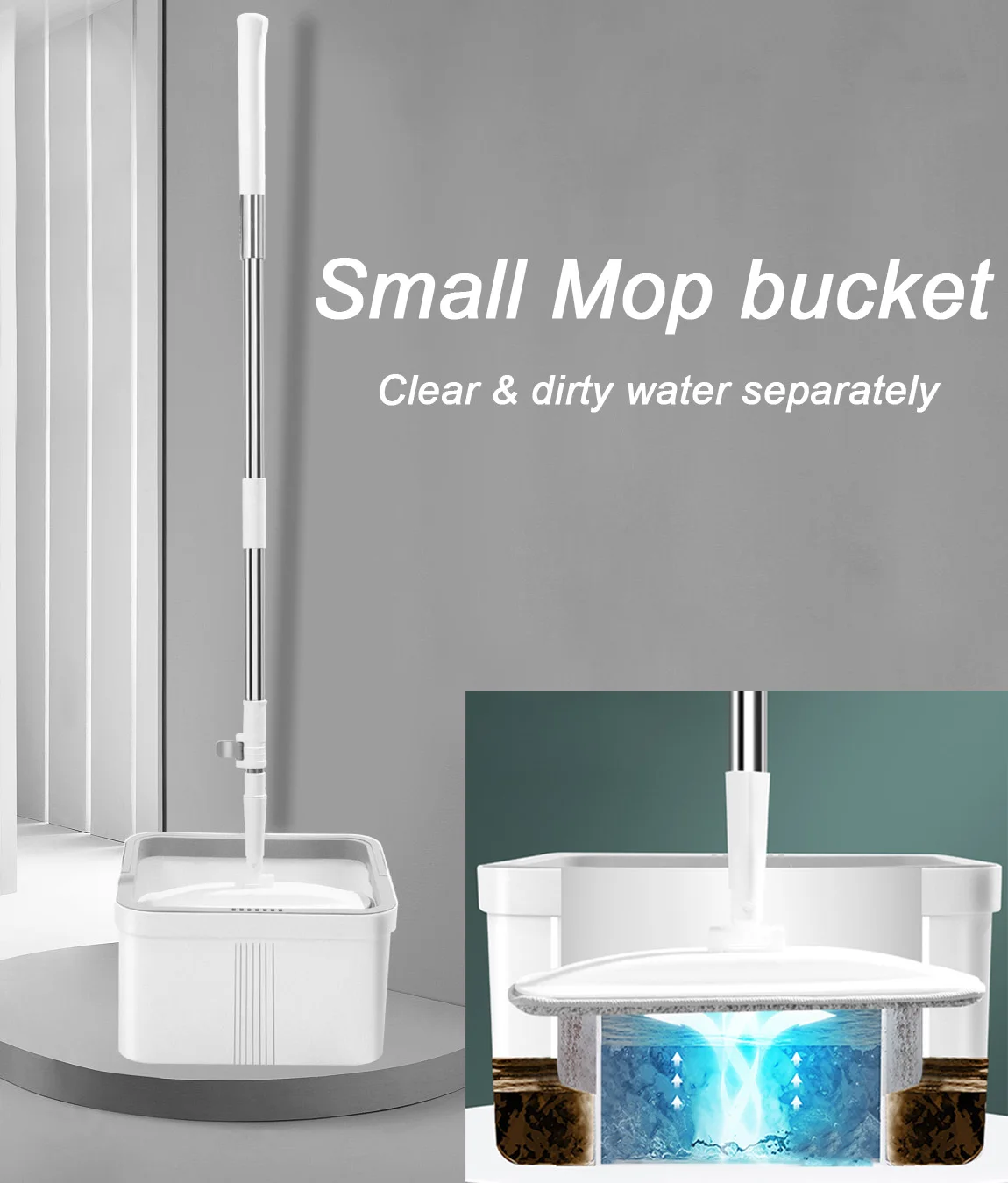 360 Rotating Square Flat Mop with Bucket - Efficient Cleaning