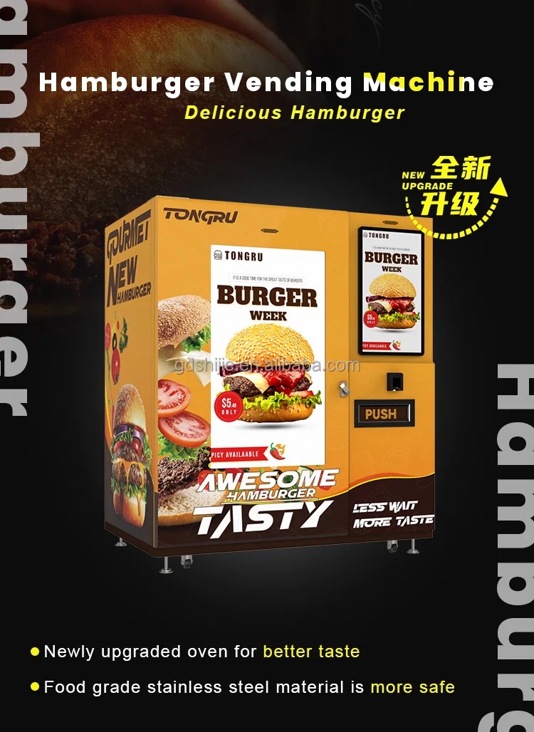 24/7 Self-service Hamburger Vending Machine Robot Hot Food Meal Sandwich Vending Machine ...