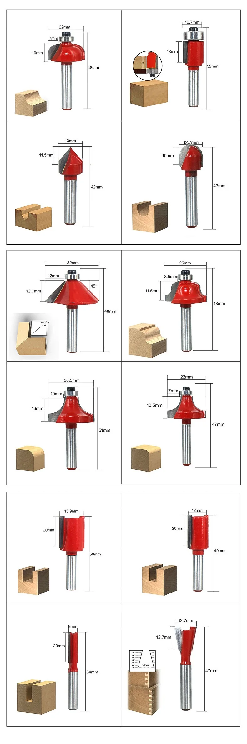 Wholesale 15pcs/set 1/4 Shank (6.35mm) Routers Bit Set Woodworking ...
