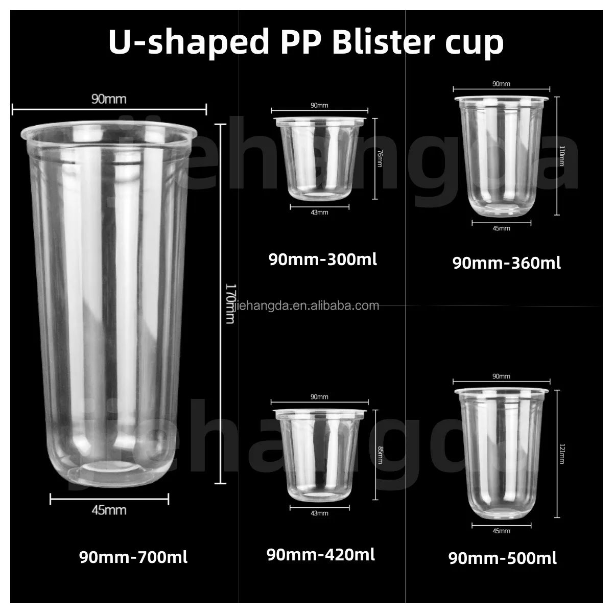 U Shape Plastic Desert Cup 12oz 16oz 24oz Clear Cups Custom Logo Frozen ...