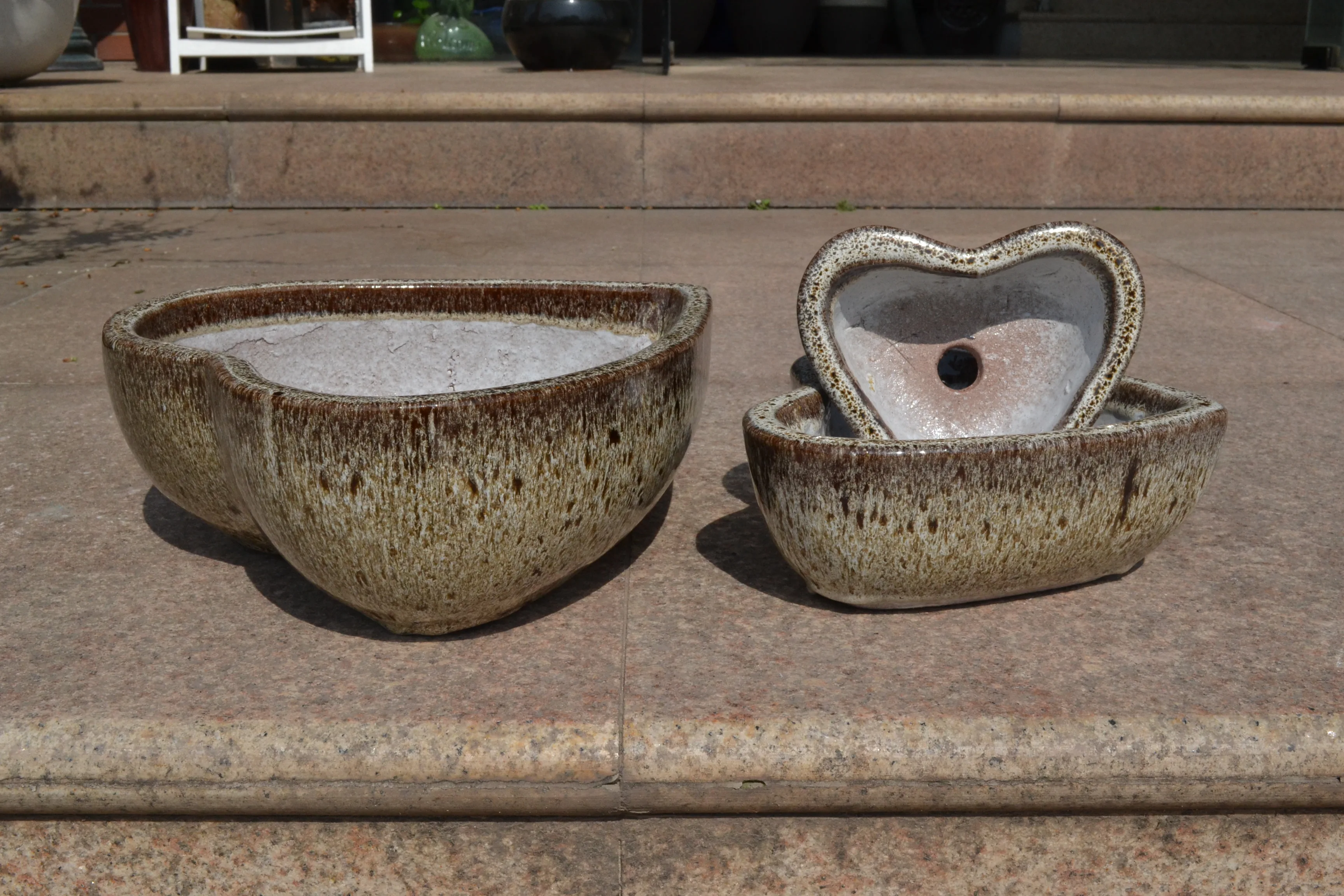 Customize Heart Shape Ceramic Flower Pot for Outdoor Succulents